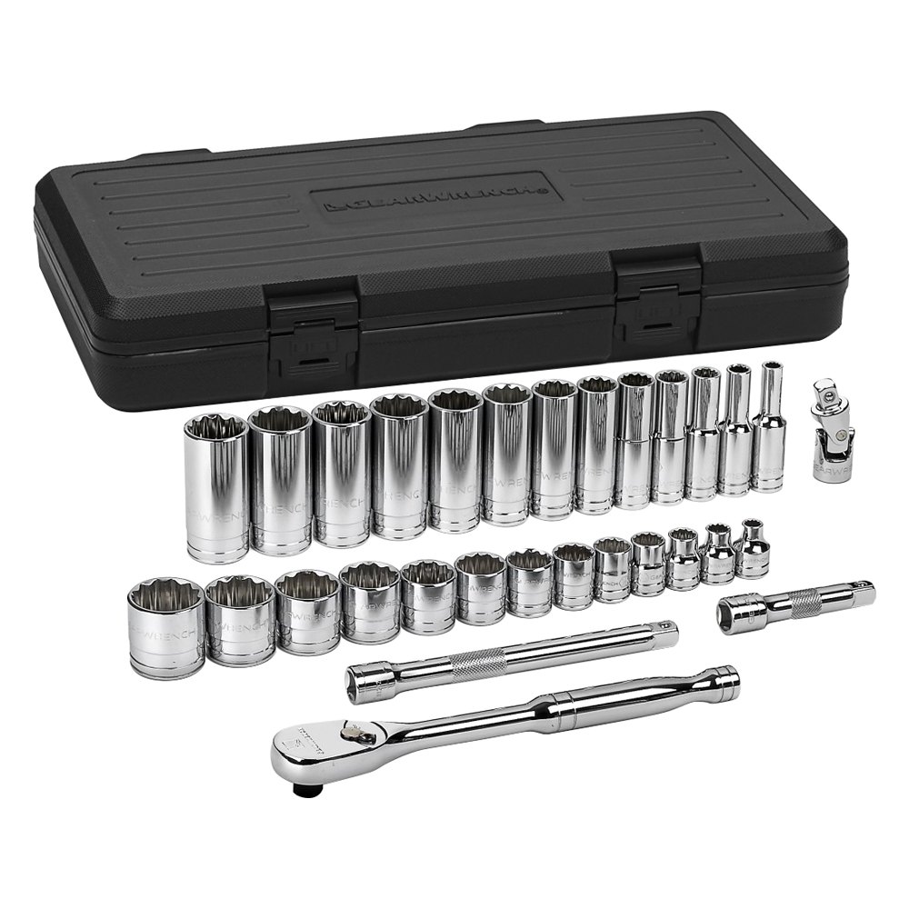 GearWrench® 80568 - 3/8" Drive 12-Point SAE Ratchet and Socket Set, 30 Pieces - TOOLSiD.com