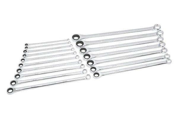 GearWrench 85989 GearBox 17 piece 5 16 to 3 4 12 Point Straight Head 72 Teeth Ratcheting Long Pattern Chrome Double Box End Wrench Set TOOLSiD