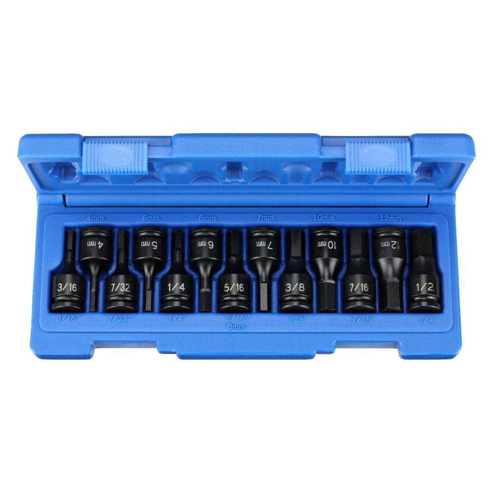 Grey Pneumatic® 1298HC - 3/8" Drive SAE/Metric Hex Impact Bit Socket Set (13 Pieces) - TOOLSiD.com