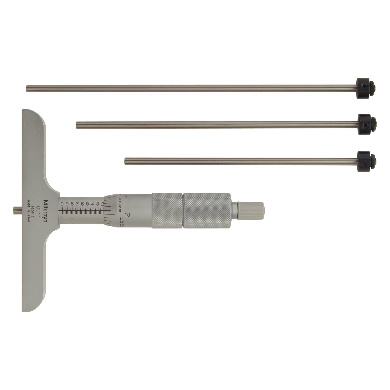 Mitutoyo® 129-131 - 129 Series™ 0 to 4" SAE Mechanical Interchangeable Rod Type Depth Micrometer ...