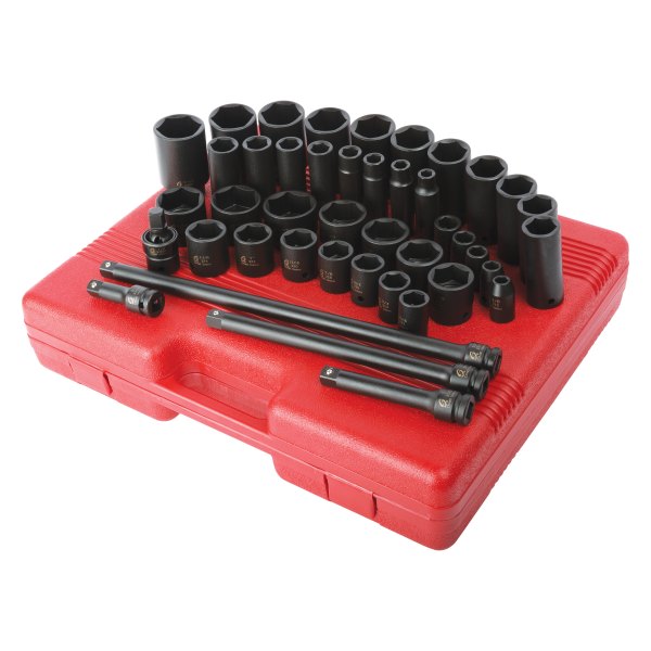 Sunex 2568 1 2 Drive SAE 6 Point Standard and Deep Impact Socket Set 43 Pieces TOOLSiD